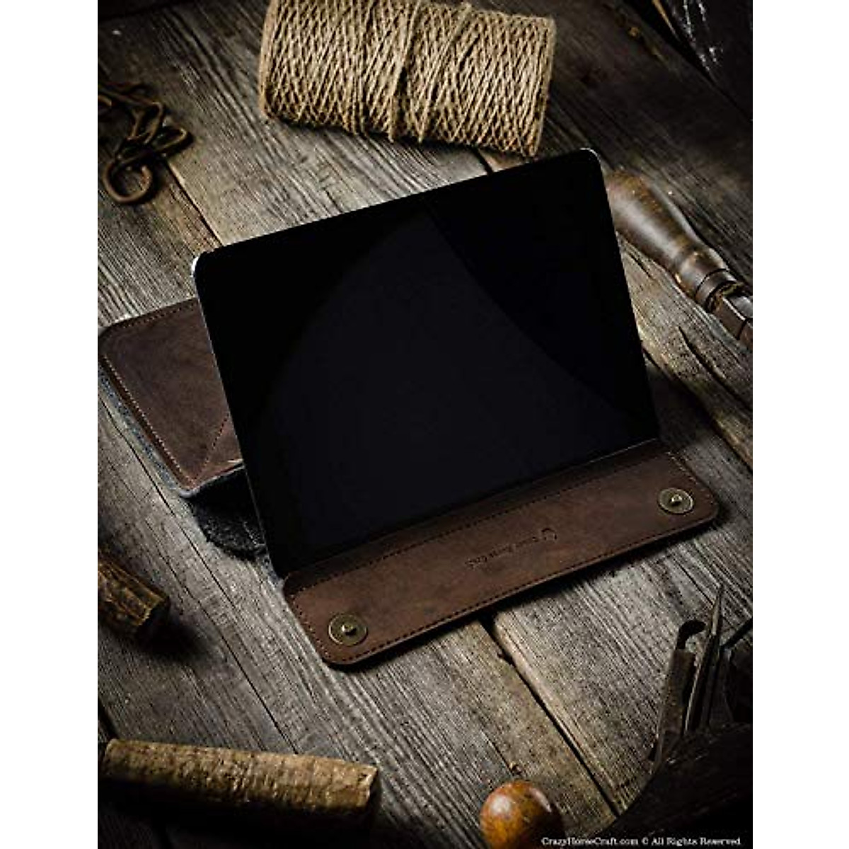 iPad Pro 12.9 inch leather case | Wood Brown, iPad Pro 11 cover, 10.2 inch sleeve, 100% wool felt, pencil holder handmade Crazy Horse leather tablet bag, NEW 2020 iPad Air 10.9 inch, Crazy Horse Craft