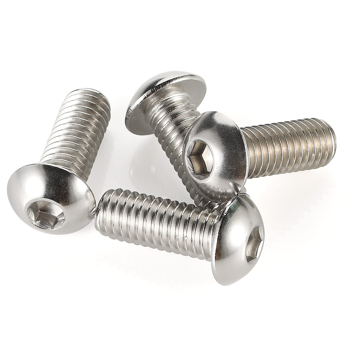 M6-1.0 x 12mm Button Head Socket Cap Screws, Allen Socket Drive, Stainless Steel 18-8, Bright Finish, Quantity 25