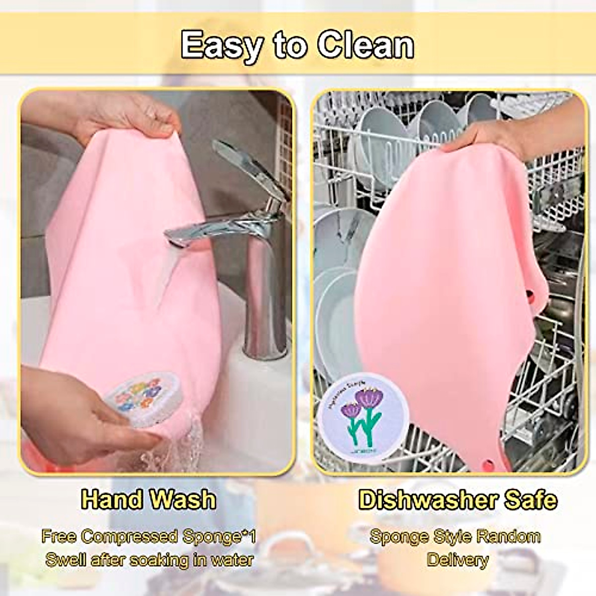 Sdpeia 3 Pack Slow Cooker Liners, Reusable Silicone Crock Pot Liners Fit 7-8 Quarts Crockpot, BPA Free/Leakproof/Slow Cooker Accessories Cooking Liner with Free Cleaning Sponge