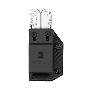 Clip & Carry Kydex Multitool Sheath for the Leatherman Supertool 300 - Everyday Carry Holder Holster - Made in USA - Carbon Fiber Black