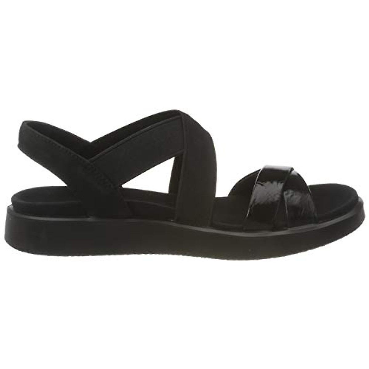 ECCO Women's Flowt Elastic Sandal, Black, 7-7. 5