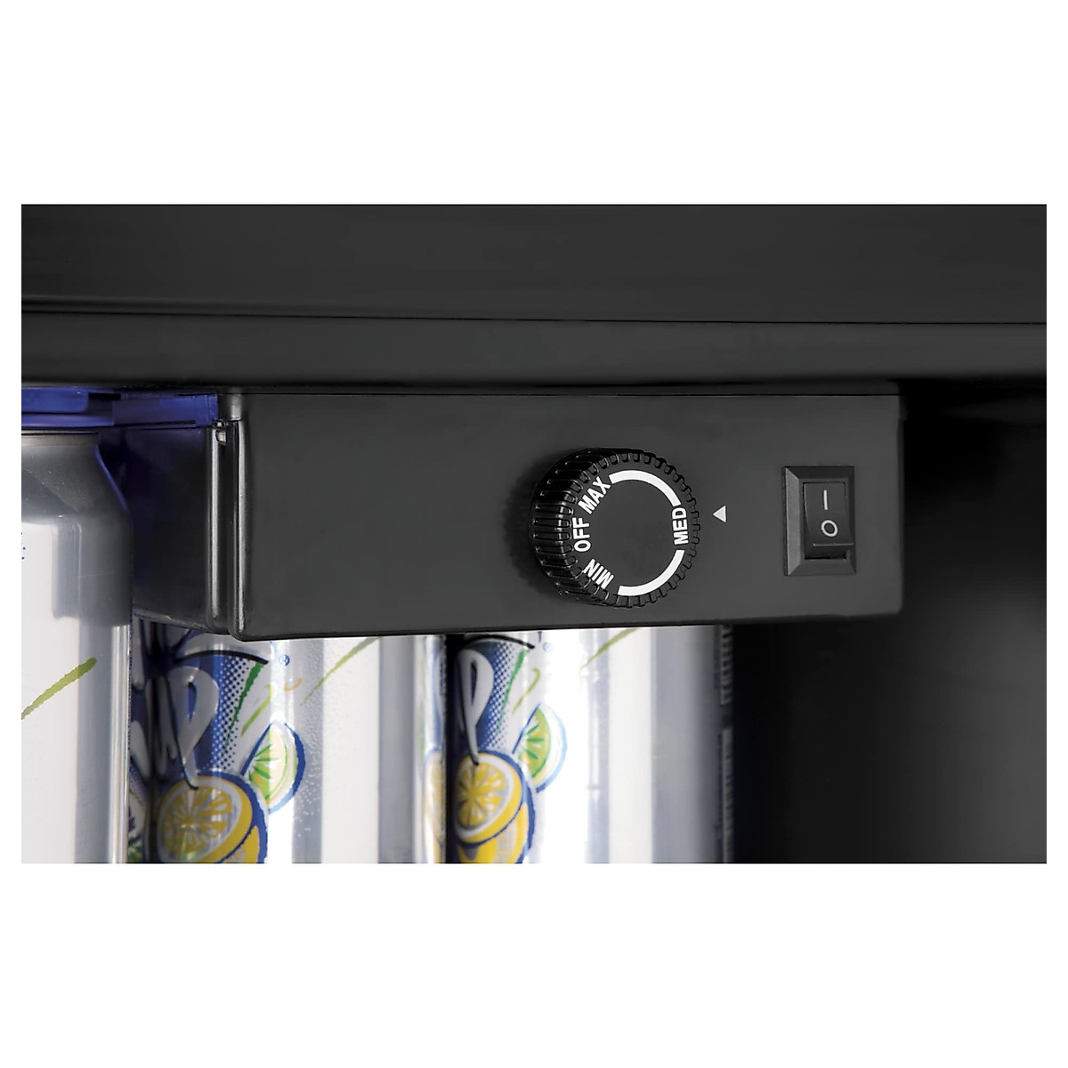 Haier 150-Can Mini Fridge With Lock & Key, Glass Door, Automatic LED Interior Light, 4 Full-Width Glass Shelves & Adjustable Thermostat, Stainless Steel