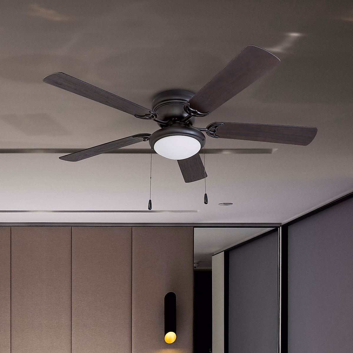 Portage Bay 50251 Hugger 52" Matte Black West Hill Ceiling Fan with Bowl Light Kit