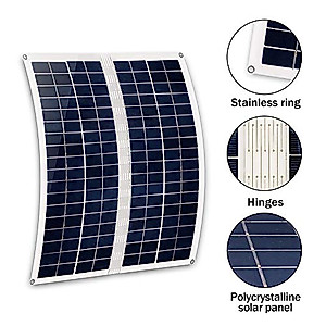 DSJ 20W 12V Solar Panel Charger Kit Ultra Thin Flexible with Connector Charging for Rv Boat Cabin Tent Car (Compatibility with 18V and Below Devices)