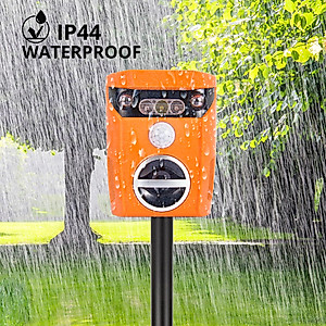 X-PEST Solar Powered Deer Repellent Ultrasonic Outdoor Animals Repeller Away Device for Yard Such As Raccoons, Deer, Dogs, Cats, Foxes, Skunk and More Waterproof - 2 Pack