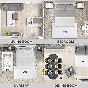 Vocrite 6x9 Large Fluffy Rug for Bedroom, White Shag Shaggy Area Rug, Non-Skid Fuzzy Faux Fur Rug for Living Room Playroom Nursery Classroom Kids Room, Soft Carpet for Home Room Decor