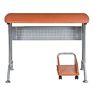 TECHNI MOBILI Modern Computer Desk With Mobile CPU Caddy. Color: Dark Honey