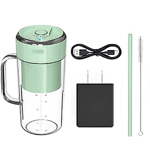 Portable Mini Blender for Shakes and Smoothies,Portable Blender 12oz Personal Blender with Rechargeable USB, Made with BPA-Free Material Portable Juicer, 10 Blades (Green)