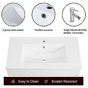 30" Floating Bathroom Vanity with Sink Combo, Wall Mounted Bathroom Vanity Cabinet with Two Soft Close Doors, Wood Bath Vanity with White Ceramic Basin Sink Top for Home Furniture, 30 Inch White