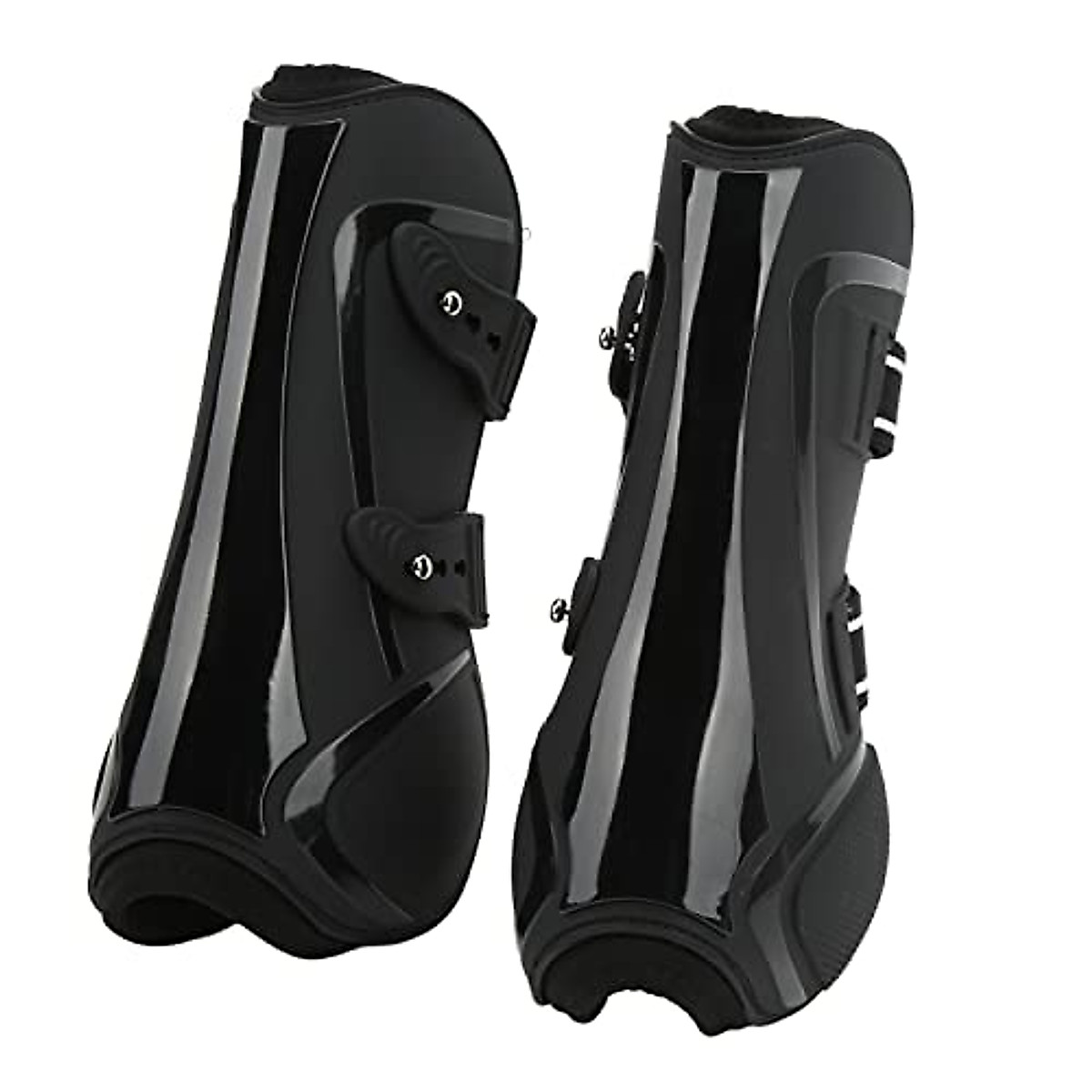 GLOGLOW 4Pcs Horse Tendon Boots, PU Shell Open Front Boots and Horse Hind Leg Brace Boots for Jumping Trail Riding Shock Absorbing