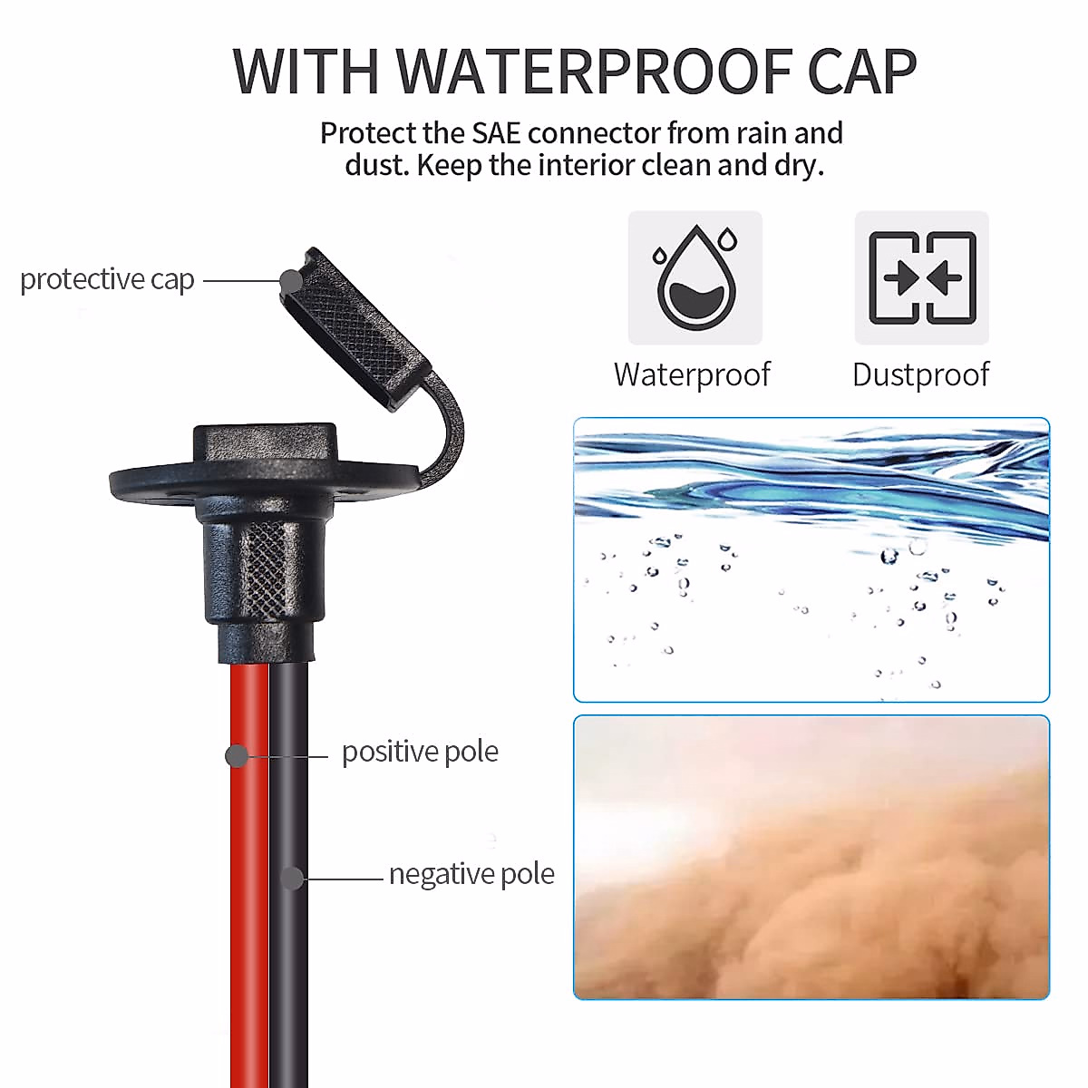 ELFCULB 2FT 10AWG SAE Power Socket Sidewall Port to O Ring Connecters Extension Cord Cable with 10A 15A 20A 25A 30A Fuse Compatible with Solar Generator Battery Charger,for Solar Accessories