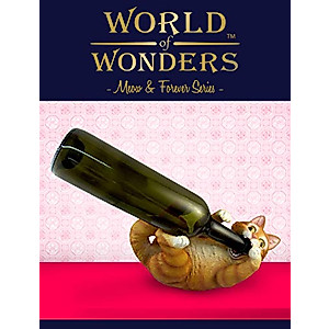 World of Wonders Orange Tabby Cat Decorative Wine Bottle Holder | Wine Bottle Holder for Cabinet | Cat Mom Wine Accessories | Cat Statues Resin Table Top Wine Holders - 9"