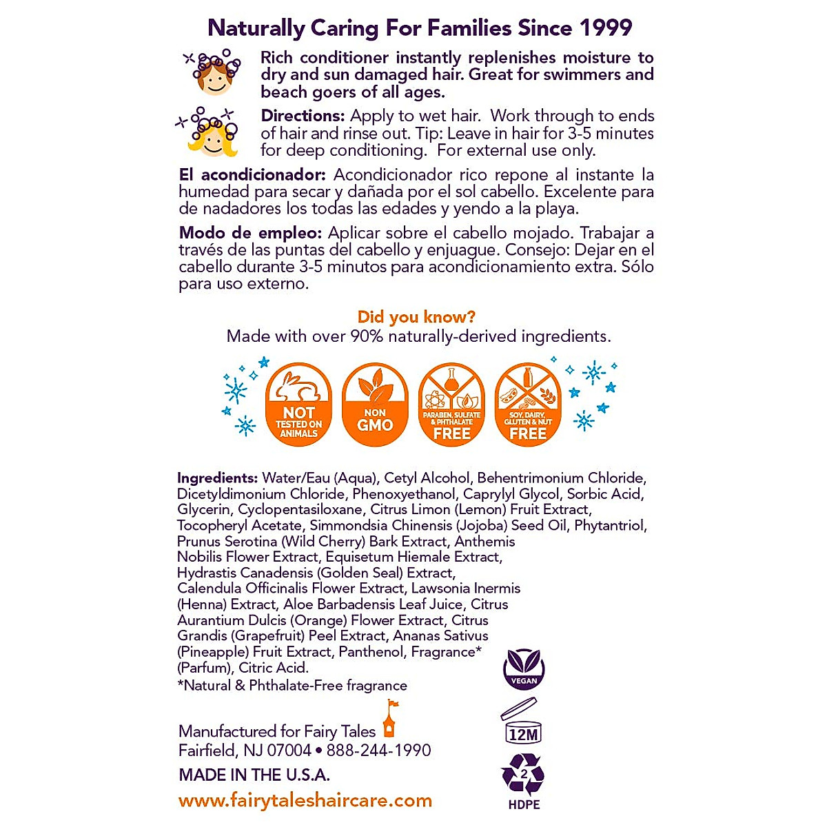 Fairy Tales Swimmer Conditioner for Kids - 8 oz | Made with Natural Ingredients in the USA | Replenish and Restore from Chlorine and Salt Damage | No Parabens, Sulfates, or Synthetic Dyes