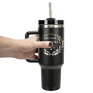 100 North | 40 oz Stainless Steel Double Wall Insulated Travel Tumbler With Handle, Straw, and Lid, World's Greatest Lawyer Black