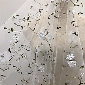 35"x51" Tulle Fabric by Yard Flower Embroidery Mesh Lace Fabric Soft Tulle Lace Fabric for DIY Clothing Dress Design Women Gown Wedding Dress Curtain Decor (Light Purple, 1 Yard (35x51 in))