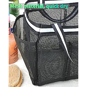 fiezkaa Mesh Shower Caddy Portable Shower Bag for College Dorm Camping Travel Gym(Black)