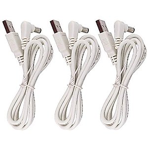 DZYDZR 3pcs Extension Cable USB to DC Cable - 5V USB 2.0 Port Male to DC 5V L Type Male 5.5mm x 2.1mm Power Cord White 100cm(3.3ft)