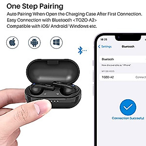 TOZO A2 Mini Wireless Earbuds Bluetooth 5.3 in Ear Light-Weight Headphones Built-in Microphone, IPX5 Waterproof, Immersive Premium Sound Long Distance Connection Headset with Charging Case, Black