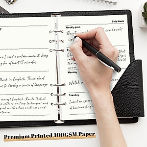 A5 Weekly Planner Insert Refill Paper - 135 Sheets/270 Pages 6 Holes Punched, 100GSM, Sunday Started, Office College Filler Paper,Yellow Loose-leaf Binder Paper, 5.8" x 8.3"