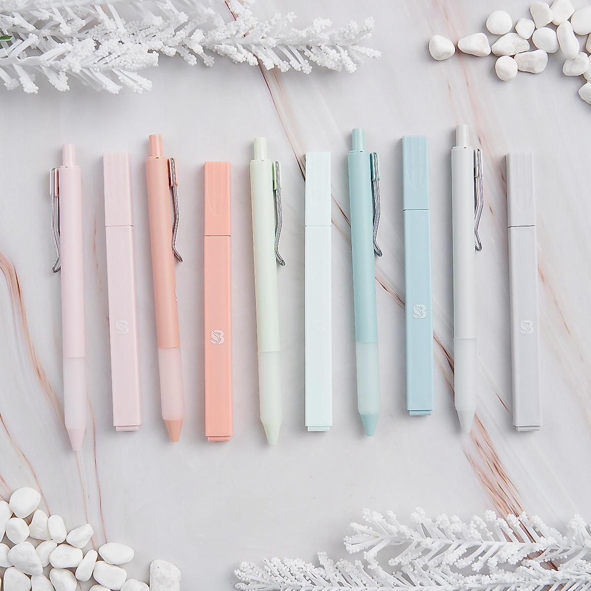 BLIEVE - Aesthetic Highlighters and Gel Pens With Soft Ink And Tip, Bible Highlighters and Pens No Bleed, Dry Fast Easy to Hold, for Bible Journaling Planner School Supplies (Pastel)