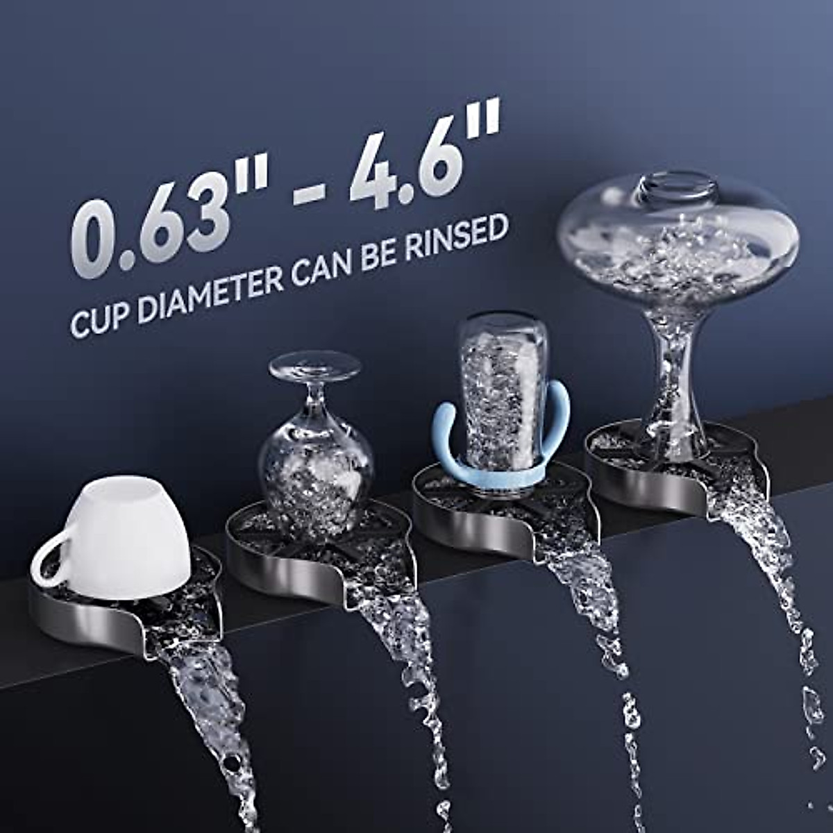 SinkPro Glass Rinser for Kitchen Sink Faucets, Bottle Cup Cleaning for Kitchen Sink Accessories, Kitchen Gadgets, Stainless Steel Quickly Cup Washer Suitable for Cleaning Baby Bottle, Gun Grey