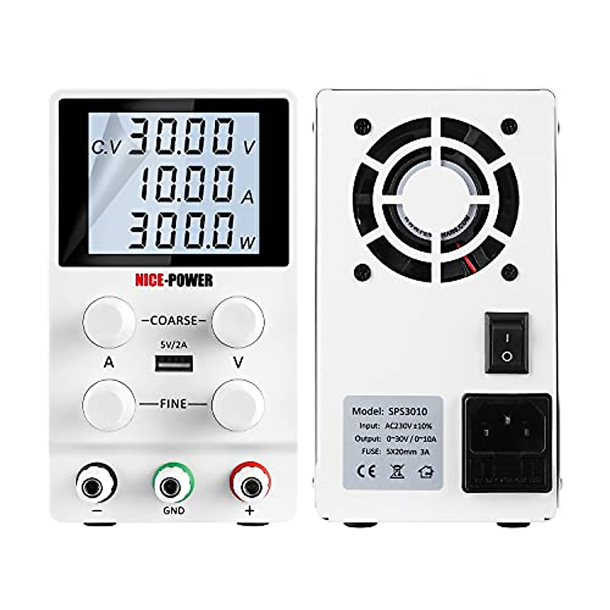 NICE-POWER Adjustable DC Lab Bench Power Supply Variable 4Digital Display Adjustable Regulated Switching Lab Bench Power Supply (30V/10A)
