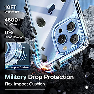 TAURI 5-in-1 for iPhone 13 Pro Phone Case, [Not-Yellowing] with 2 Screen Protector + 2 Camera Lens Protector, [Military Grade Protection] Shockproof Slim Phone Case for iPhone 13 Pro 6.1 inch, Clear