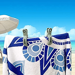 Kirmoo Beach Towel Clips for Beach, Pool & Cruise Chairs 8 Pack Large Plastic Windproof Clothes Pins Quilt Blanket Clip Holders (White and Green)