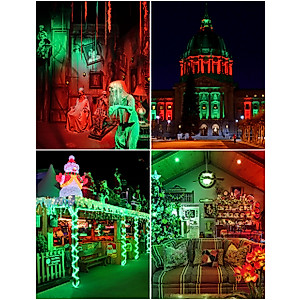 Nouscan PAR38 Red Green LED Lights for Outside [Christmas Combo], 150W Flood Light Bulbs Equivalent, 15W 1200LM, Colored Outdoor Flood Light Bulb, E26 Base Not-dim for Christmas, Halloween, 2 Pack