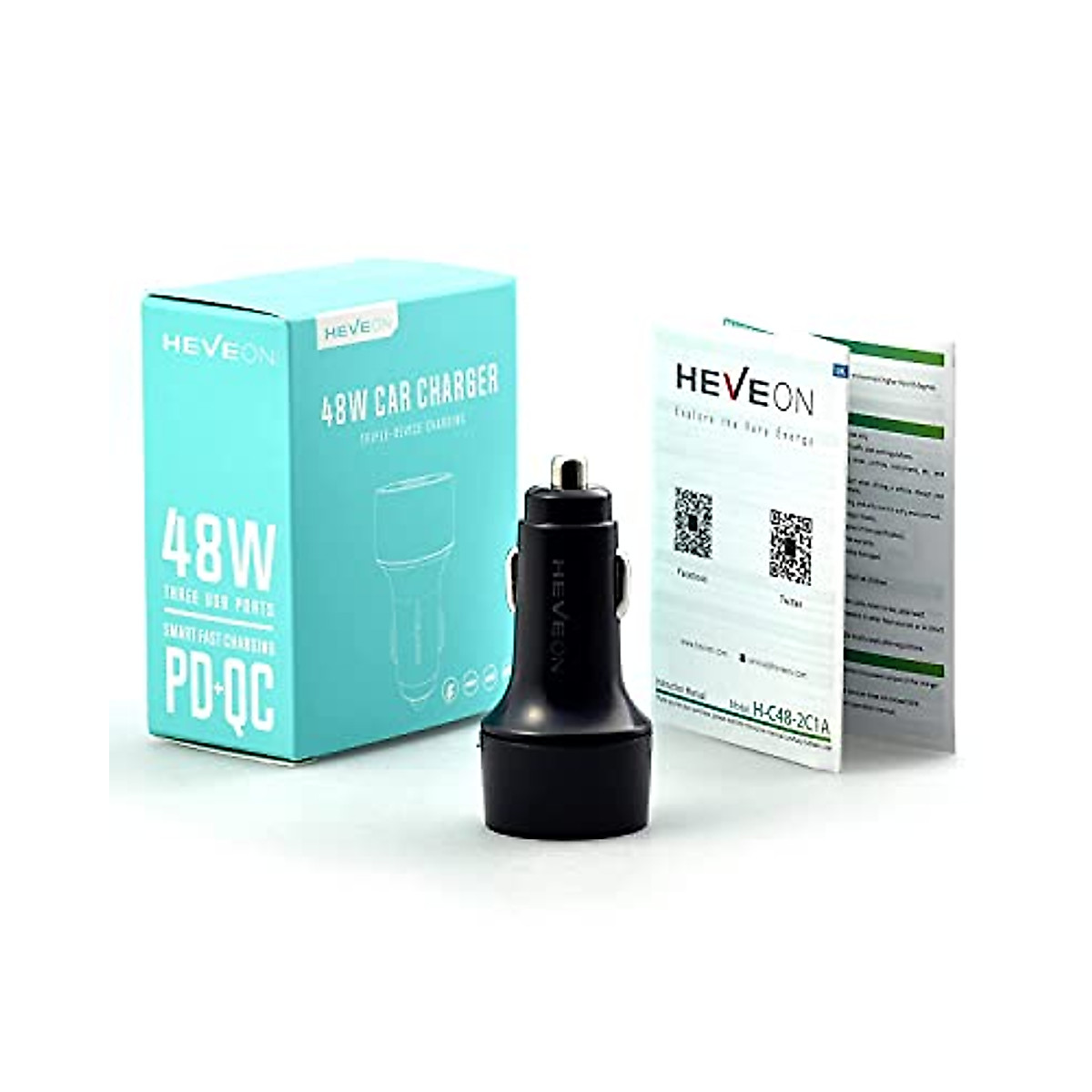 HEVEON 48W USB C Car Charger, 3-Port Fast PD Car Charger Adapter for iPhone 12/11/11 Pro/11 Pro Max/XS, Samsung Note 10/S10, Google Pixel and More