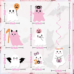Halloween Ghost Hanging Swirl Decoration, Pink Halloween Ghost Boo Party Hanging Decorations for Halloween Boo Baby Shower, Halloween Birthday Decorations, Halloween Trick Or Treat Party Supplies