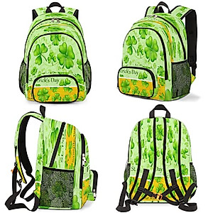 St. Patrick's Day Shamrocks Bookbag School Backpack Teens Girls Boys Schoolbag Shoulder Computer Hiking Gym Travel Casual Travel Daypack