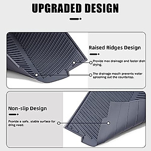 MAOSGO Dish Drying Mat for Kitchen Counter, Silicone Large Dish Drying Pad, Easy Clean Non-slipping Heat Resistant Dish Rack Mat, Foldable Dish Drain Mat Sink Mat, Gray