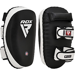 RDX Thai Pads for Kickboxing Muay Thai with Solid Handle Grip, Maya Hide Leather Curved Strike Shield for Boxing MMA Taekwondo Martial Arts, Training Combat Sports Knees Elbows Kicks Punches
