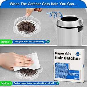 25pcs Disposable Drain Covers Mesh Stickers,Shower Hair Catchers Sink Strainers,Protector for Bathroom,Tub,Flat,Sinks,Strainer,Bath 4 inch HeipokLife