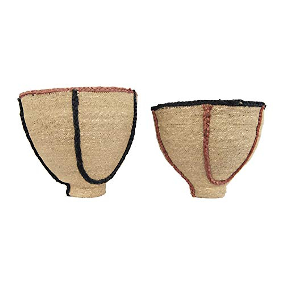 Creative Co-Op 15" & 16" Handwoven Natural Seagrass Jute Trim (Set of 2 Sizes) Baskets, Multicolor