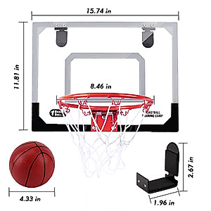 Amy&Benton Mini Basketball Hoop Indoor for Kids Small Basketball Goal Over The Door Nerf Basketball Hoop Dunking Proof on Wall for Room Bedroom Office