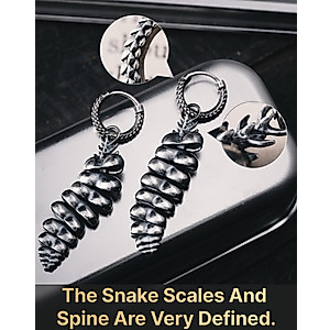 COPPERTIST.WU Rattlesnake Tail Rattle Dangle Earrings 925 Sterling Silver Huggie Hoop Earrings Shakeable Jewelry Gift for Women Men