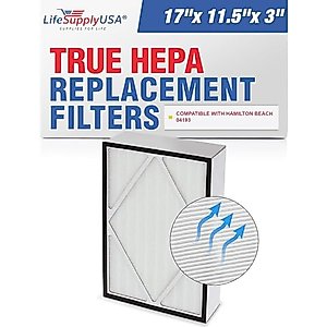 LifeSupplyUSA True HEPA Air Cleaner Filter Replacement Compatible with Hamilton Beach 04162 and 04156 TrueAir High-Efficiency Air Cleaners