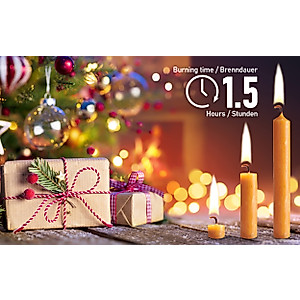 Eika Premium 10% Beeswax Tree Candles - Pack of 20 Honey Colored Natural Christmas Wax Candles for Pyramids, Carousels & Chimes - Made in Europe