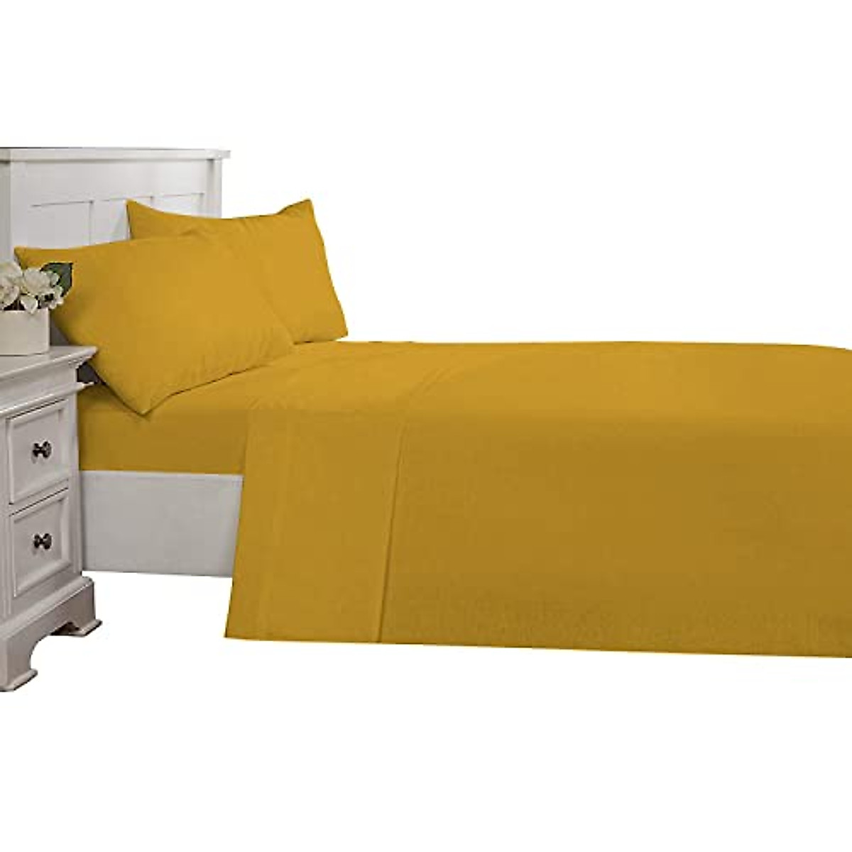 OnlineChoiceSheet 6 Piece Luxury Bedding Sheet Set Full Size 10 Inch Deep Pocket Bed Sheets 100% Egyptian Cotton, 1000 Thread Count (Gold)