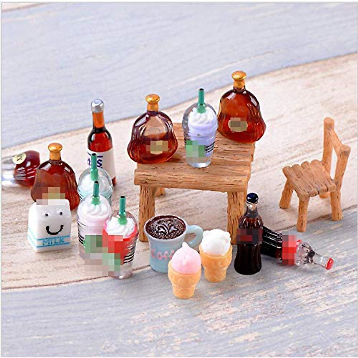 NWFashion Miniature Food Drinks Toys Bottle for Adults Childrens Pretend Play Kitchen Cooking Game Dollhouse Decor(26pcs Mix)
