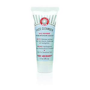 First Aid Beauty - Pure Skin Face Cleanser, Effectively Removes Makeup, Dirt, and Impurities, Gentle Cleanser Leaves Skin Soft & Supple, Safe for Sensitive Skin, Fragrance Free, 1 oz