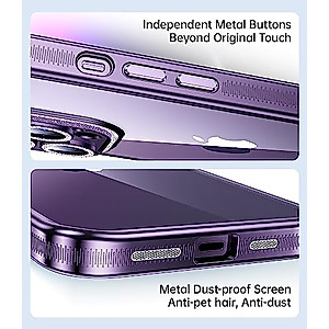 JAZZCAMEL for iPhone 14 Pro Max Case with Onepiece Glitter Camera Protector,Military Anti-Slip Gear Line, Military Drop Protection, Slim Luxury for Women Girls Men Clear Phone Case 6.7'' - Purple