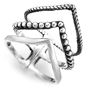 Boho-Magic 925 Sterling Silver Thumb Rings for Women Wide Chevron Statement Ring (7)