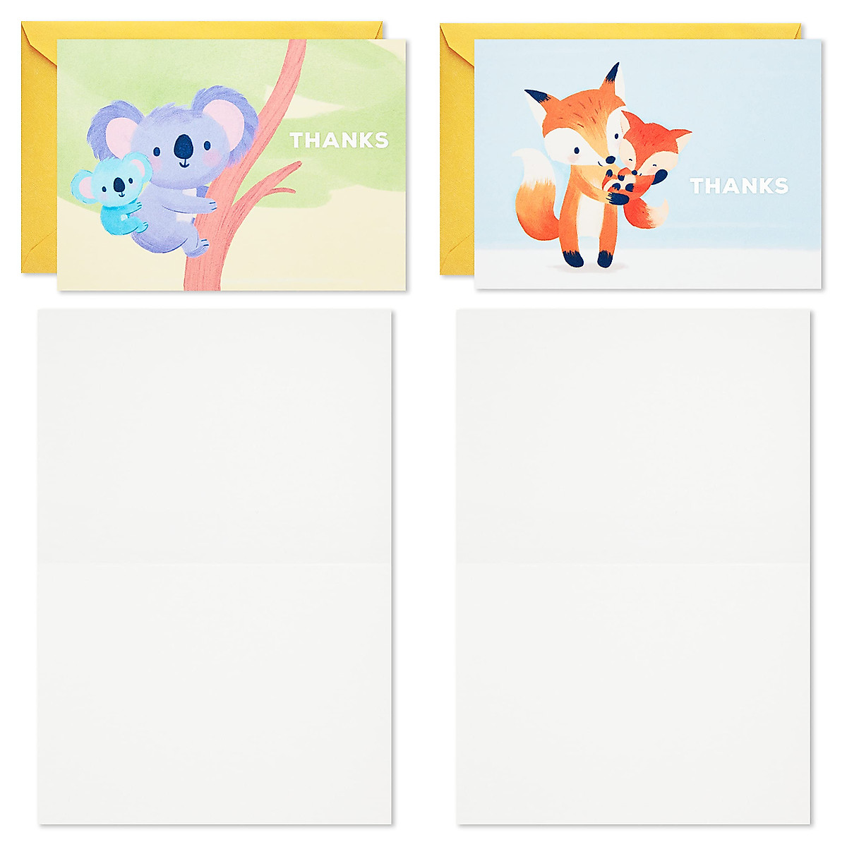 Hallmark Baby Shower Thank You Cards Assortment, Baby Animals (48 Cards and Envelopes—Stork, Giraffes, Koalas, Octopus, Fox, Hedgehogs)