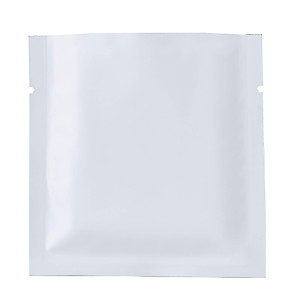 QQ Studio 100 Bags/Pack Double Sided Color Food Safe Open Top Flat Bag with Tear Notch (White, 7x7cm (3x3"))