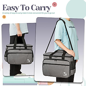 Golkcurx Sewing Machine Case with Removable Padding Pad, Tote Bag for Sewing Machine with Shoulder Strap for Most Standard Singer, Brother, Janome, Grey