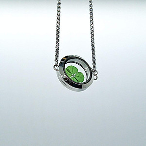 Clovers Online Genuine Preserved Four Leaf Clover Good Luck Charm Floating in a Stainless Steel Bolo Bracelet