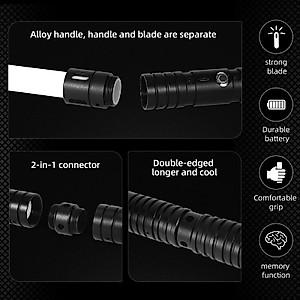 Oomyeh 2Pack FX Dueling Lightsaber Battle Sounds Metal Hilt Update 20 Colors Changeable 4 Modes 2 in 1 Light Sabers Perfect Christmas Halloween Present for Kids